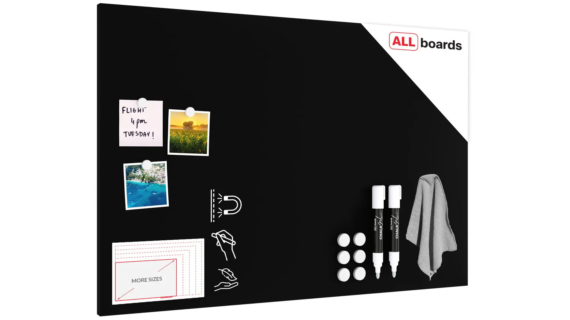 Lavagna magnetica acciaio 90x60cm GESSO NERA CHALKBOARD